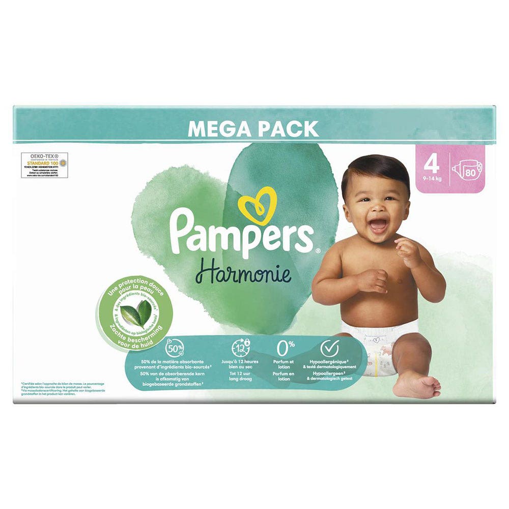 Pampers Harmonie Pannolini taglia 4 da 9 a 14 kg x80 - Easypara