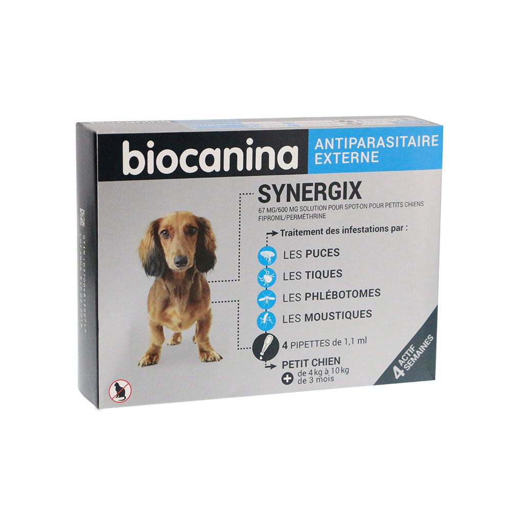 Biocanina Antiparassitario esterno SYNERGIX SMALL CANE 67MG 4 pipette ...
